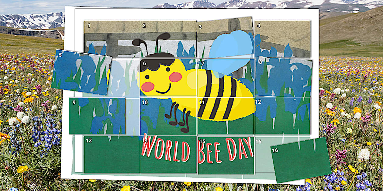 World Bee Day - Sticker Puzzle (teacher made) - Twinkl