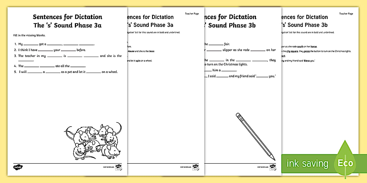 Northern Ireland Linguistic Phonics Stage 5 and 6, Phase 3a and 3b, 's'