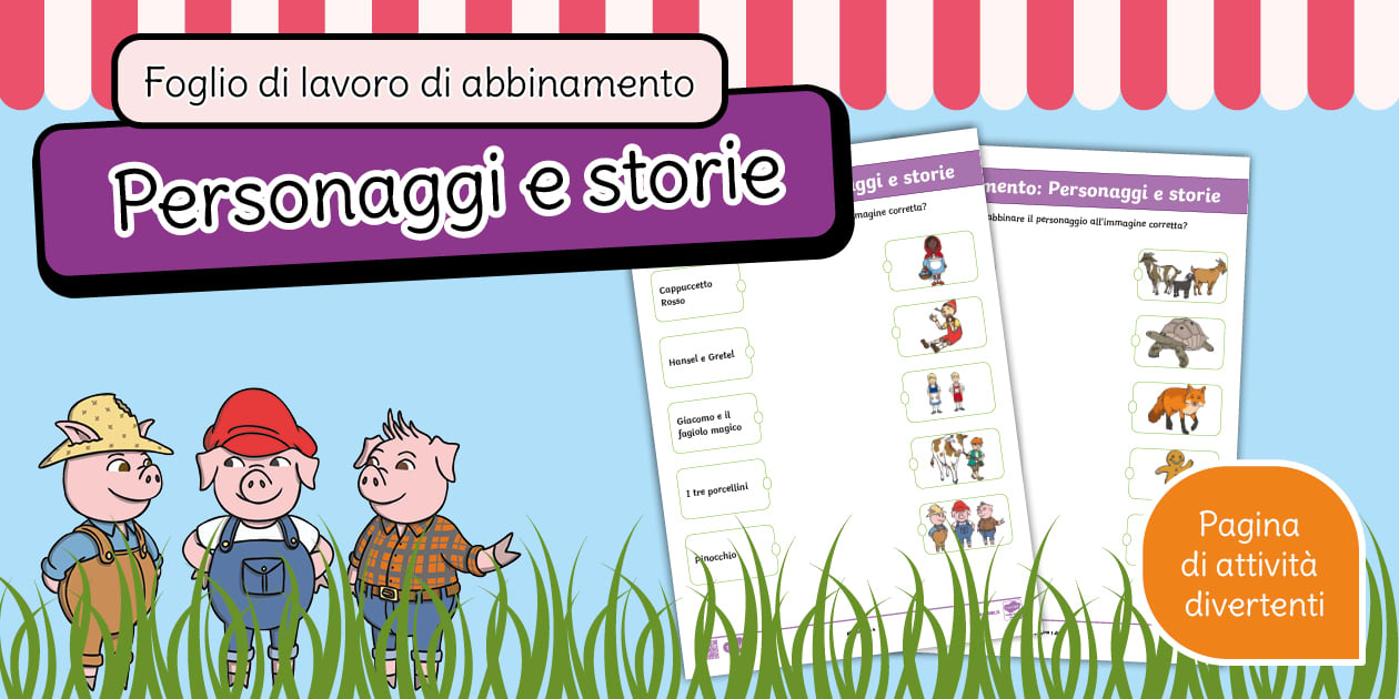 Foglio di lavoro di abbinamento: Personaggi e storie