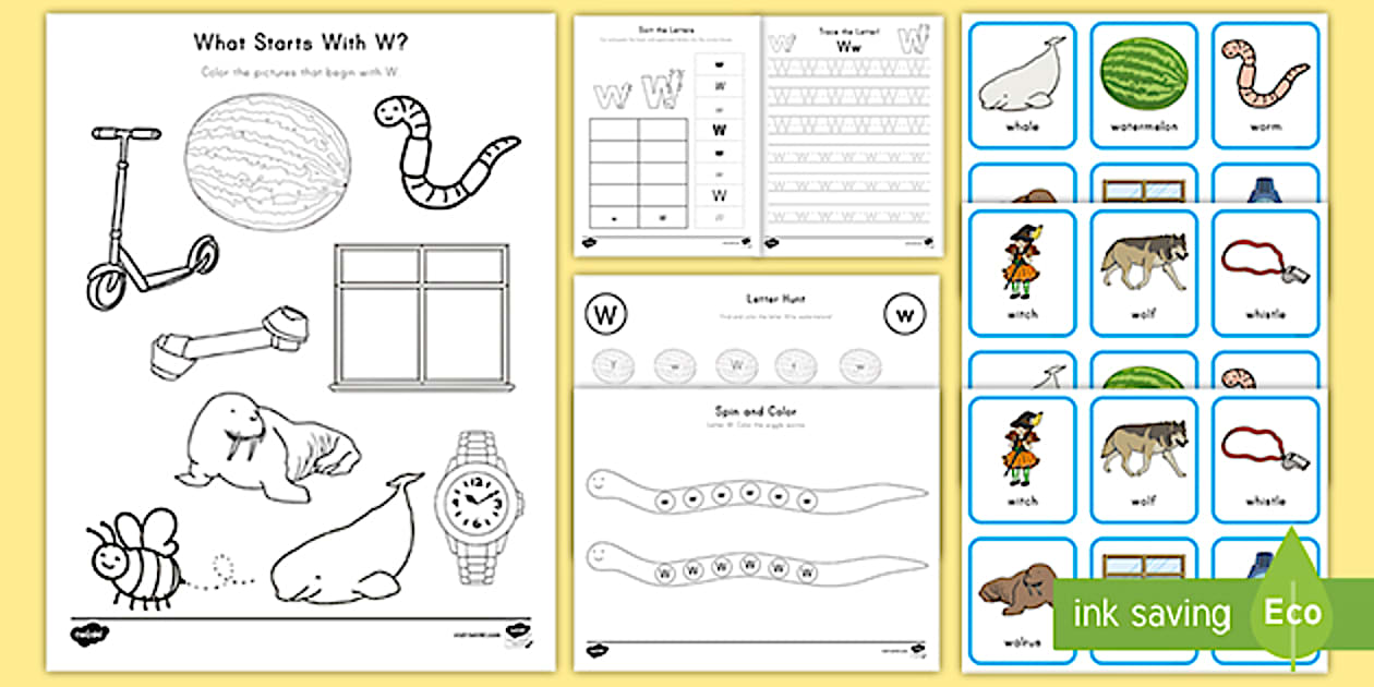 Letter W Worksheet and Activity Pack for PreK-K - Twinkl