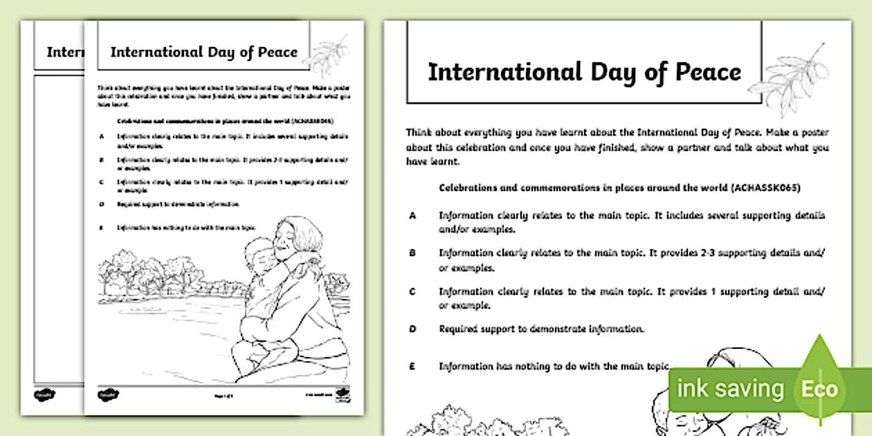 International Day of Peace Poster Worksheet / Worksheet