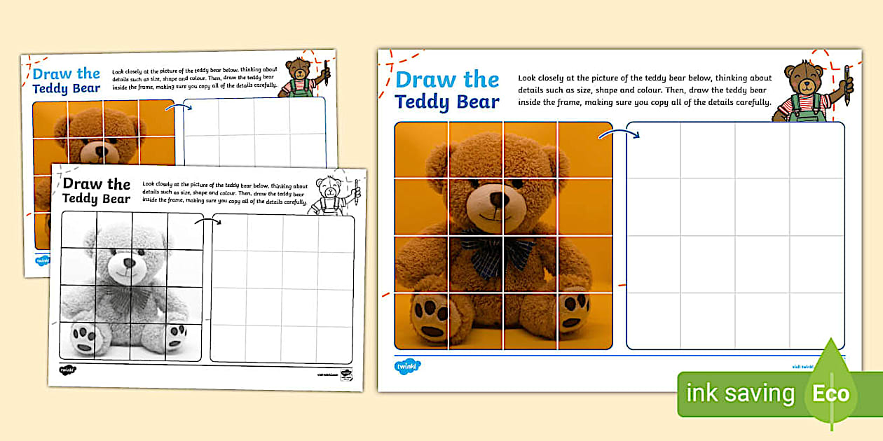 Draw the Teddy Bear Worksheet (teacher made) - Twinkl
