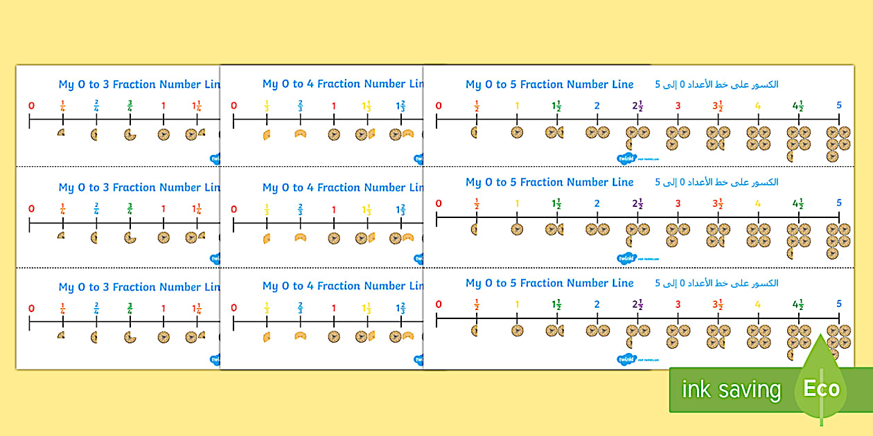 Counting in Fractions Number Line Arabic/English - Twinkl