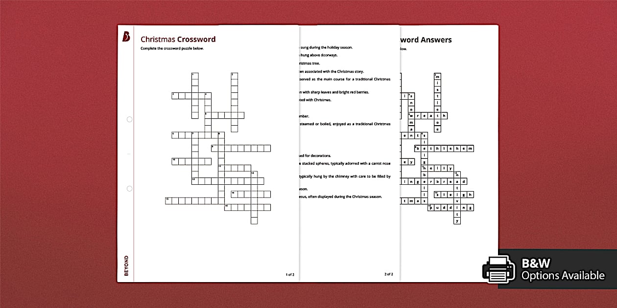 Christmas Crossword (teacher made) - Twinkl