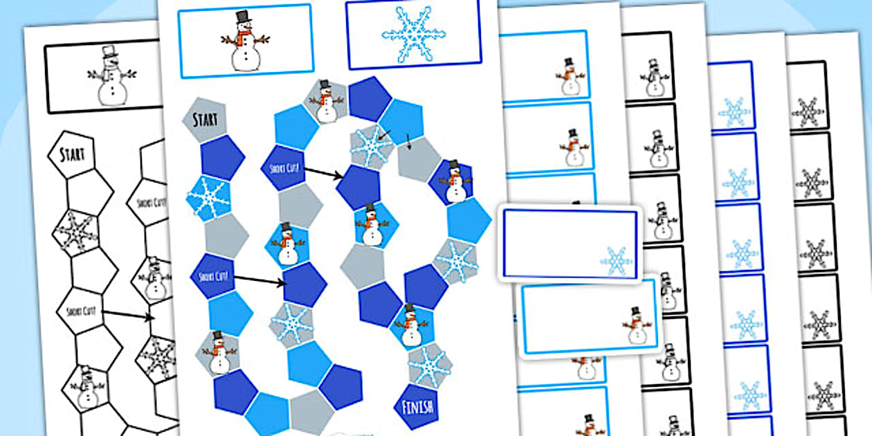 Black and White Winter Themed Editable Board Game - Twinkl