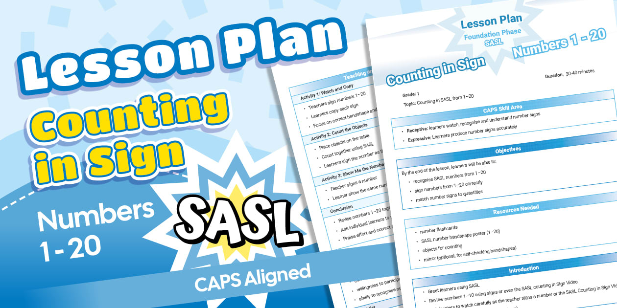FP - SASL - Let's Sign and Count - Lesson Plan (CAPS)