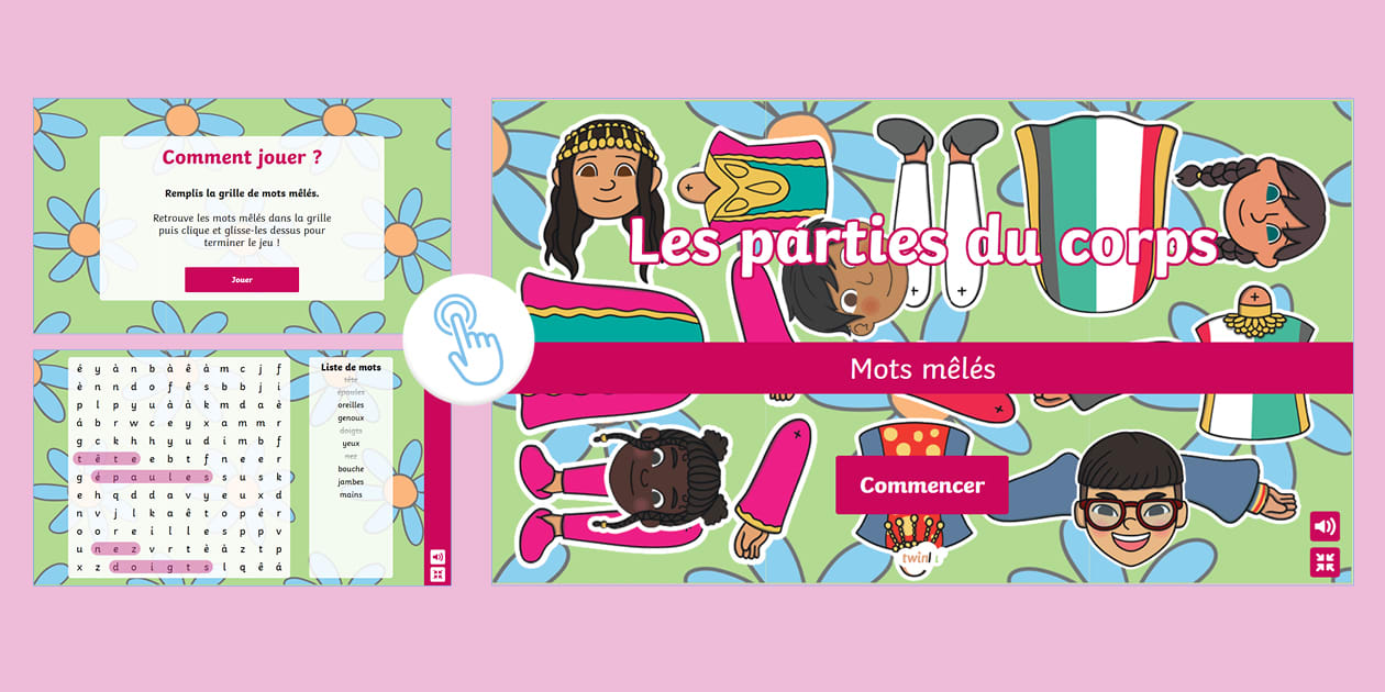 Mots mêlés interactif : Les parties du corps - Twinkl