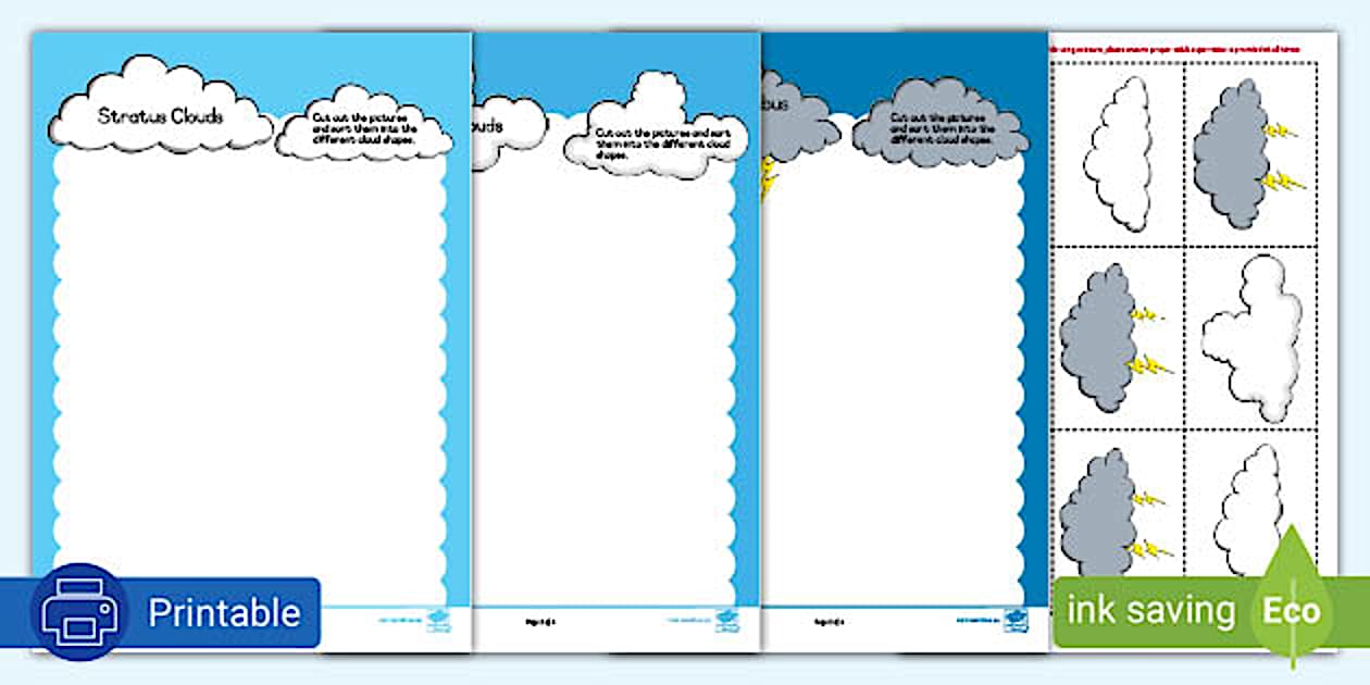 Grade R Data Handling Cloud Shapes Sorting Activity - Twinkl