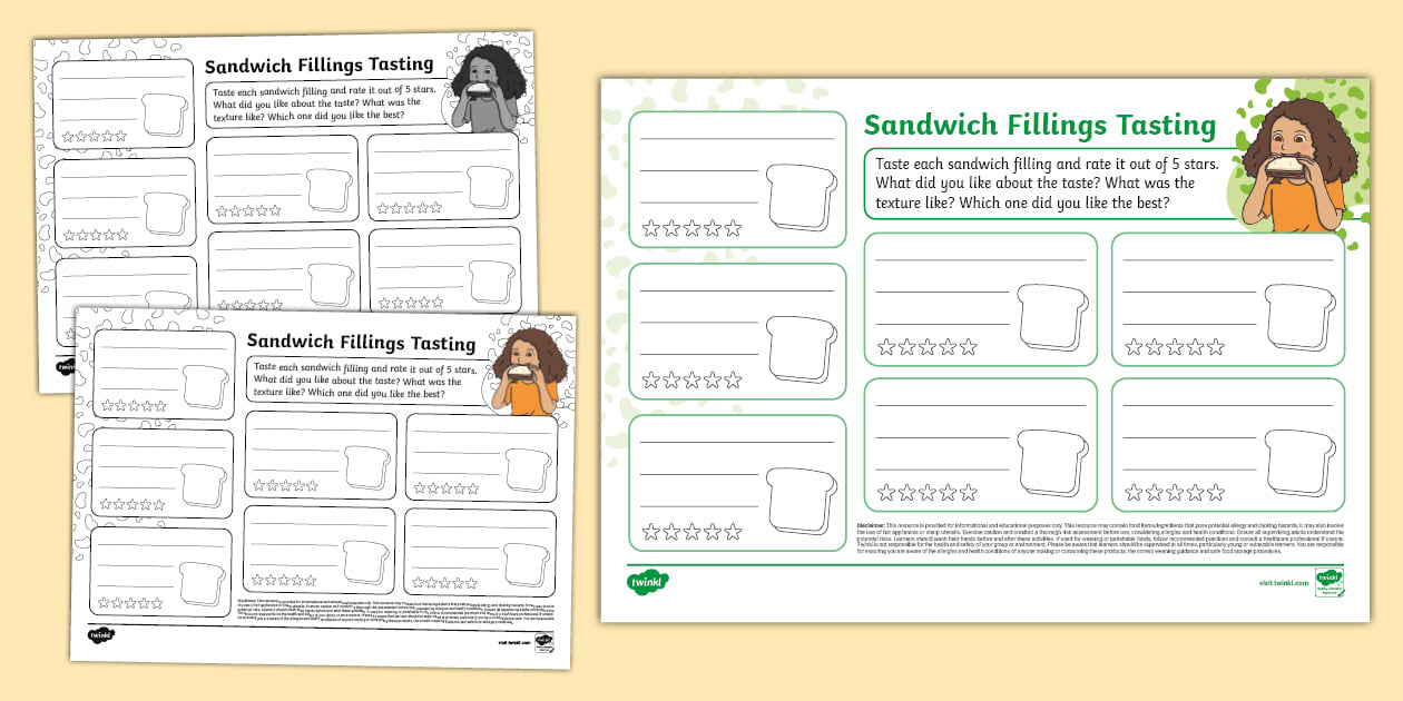 Blank Sandwich Fillings Review Writing Template - Twinkl