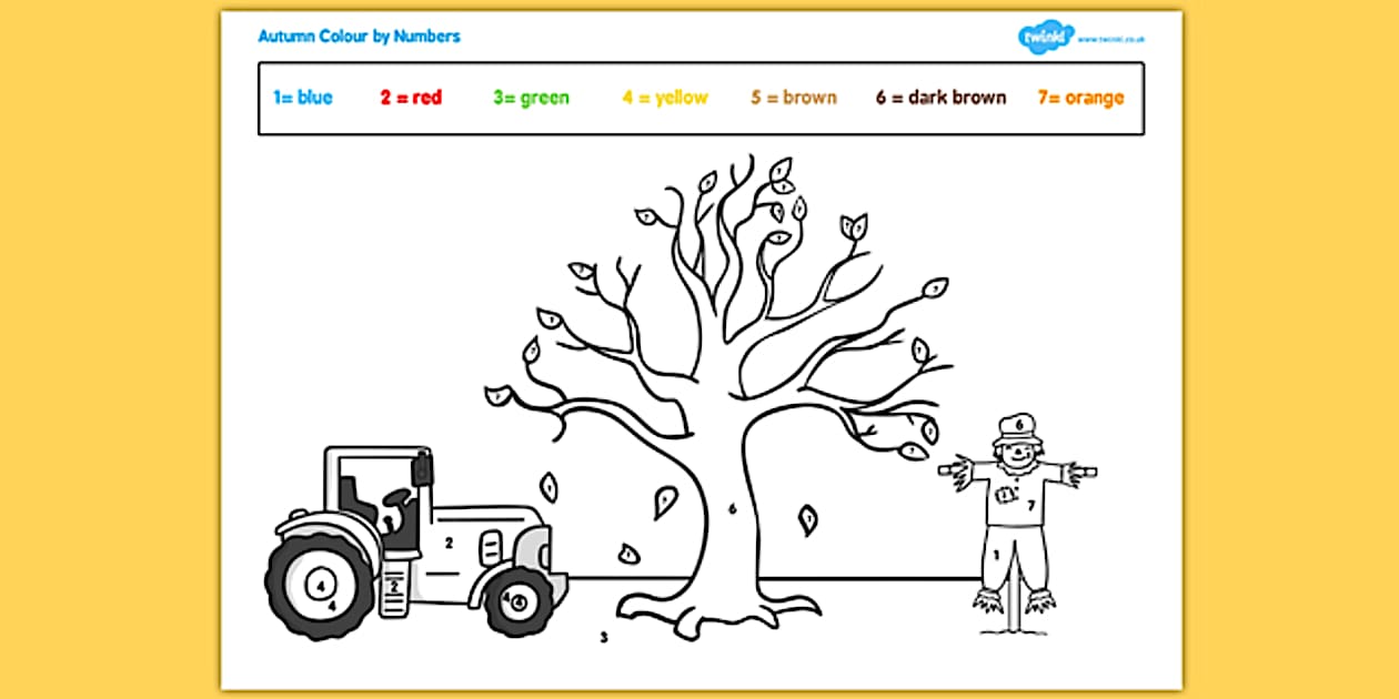 Autumn Themed Colour by Numbers (teacher made) - Twinkl