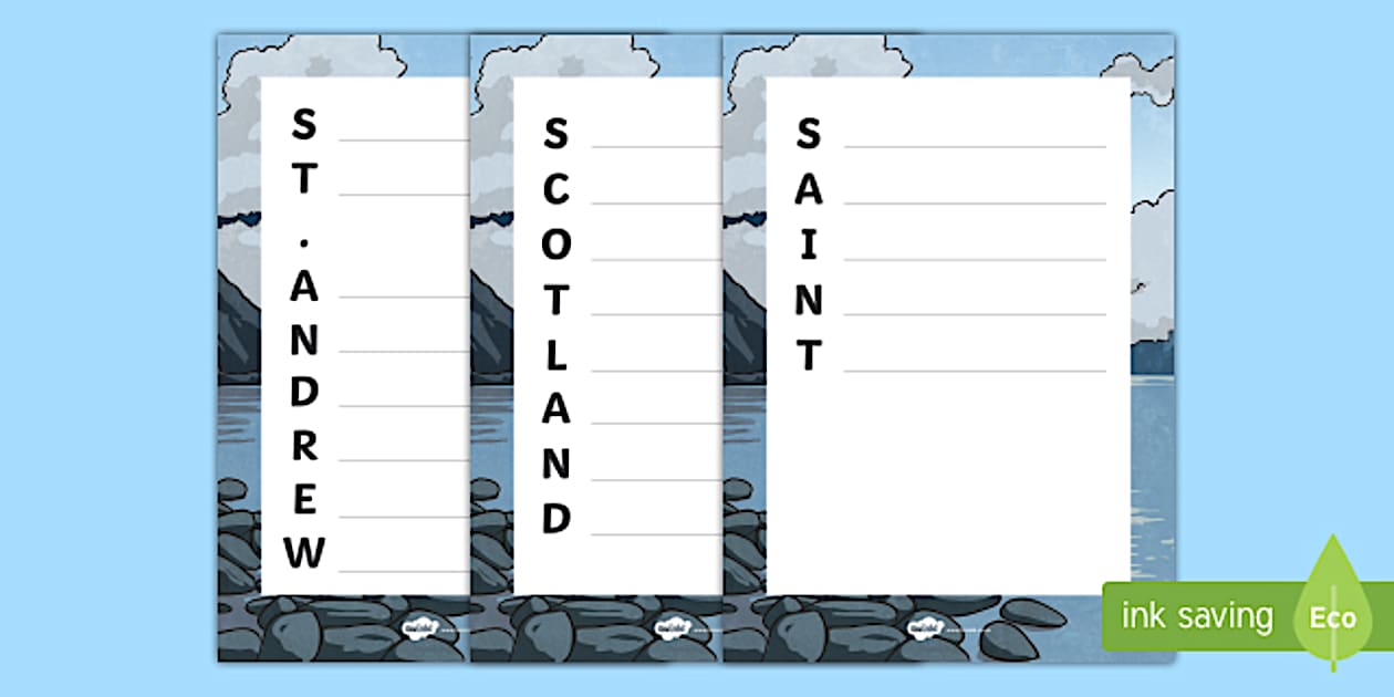 Black and White St Andrew's Day Acrostic Poem (teacher made)