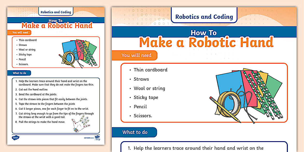 Robotics and Coding - How to Make a Robotic Hand - Twinkl