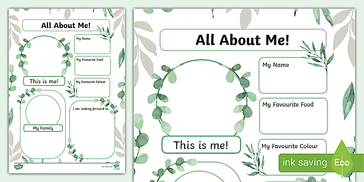 All About Me Botanical Worksheet - KS1 (teacher made)