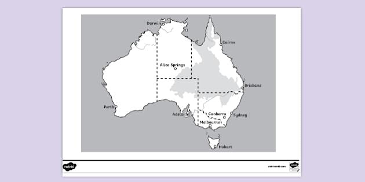 Great Artesian Basin Map with Text Colouring Sheet