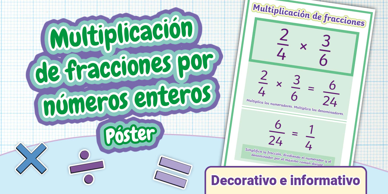 * NEW * Póster: Multiplicación de fracciones - Twinkl