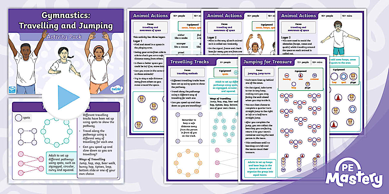 PE Mastery: Year 1 Gymnastics Travel and Jump Activity Pack