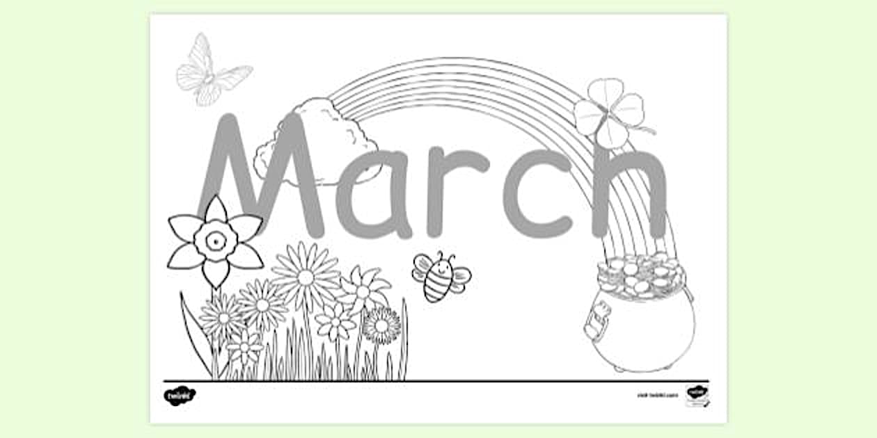 Month of March Colouring Page | Colouring Sheets - Twinkl
