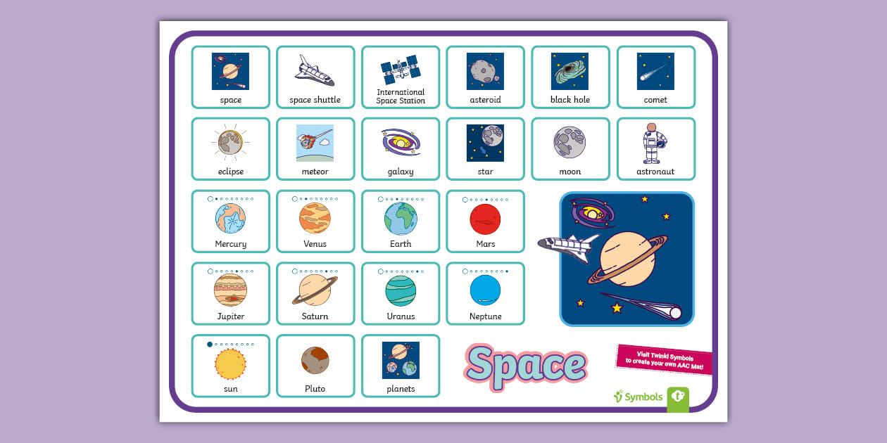 Twinkl Symbols: Space AAC Mat (teacher made) - Twinkl
