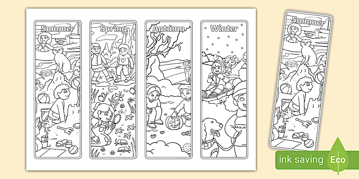 Seasons Colouring Bookmarks (teacher made) - Twinkl