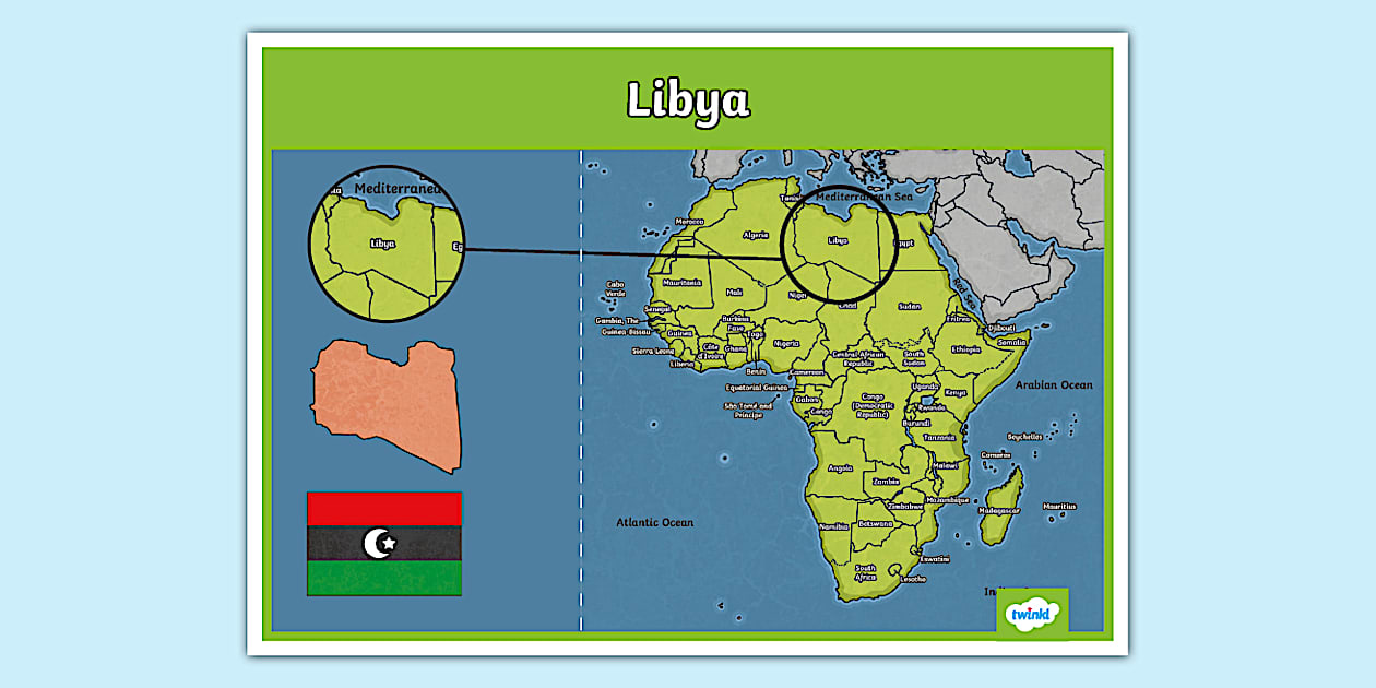 Libya on Map Display Poster (teacher made) - Twinkl