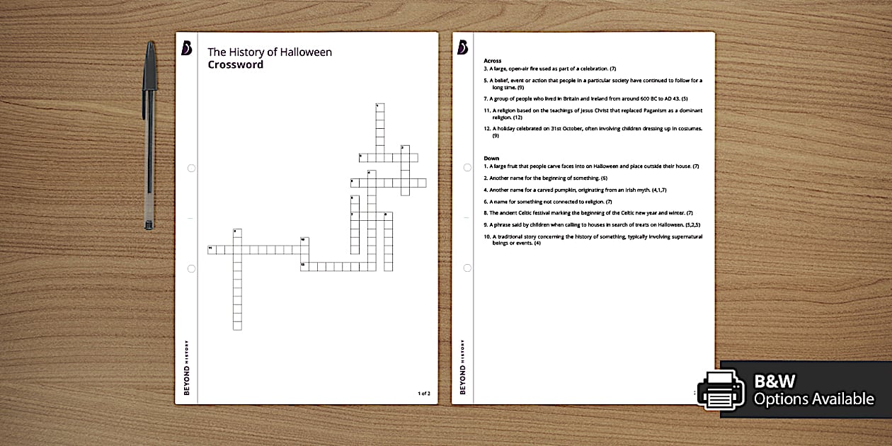 The History of Halloween Crossword
