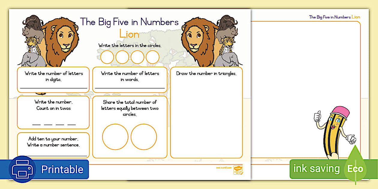 Grade 2 Maths: Describing Numbers: Lion (teacher made)