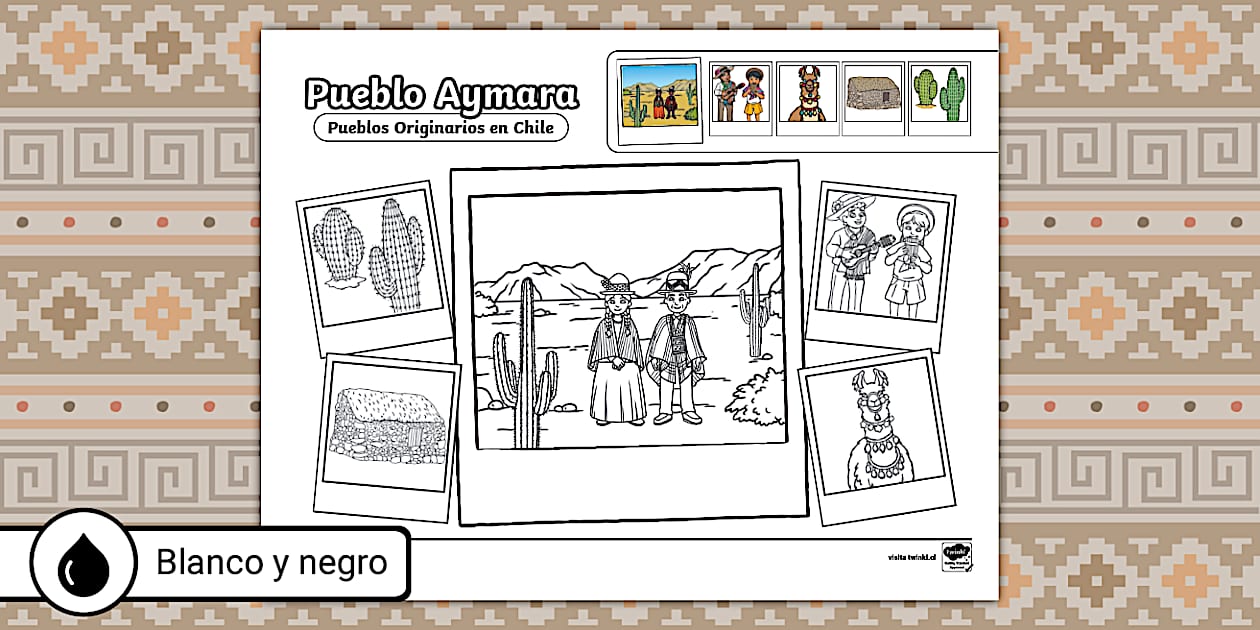 Pueblos originarios | dibujo pueblo Aymara para colorear