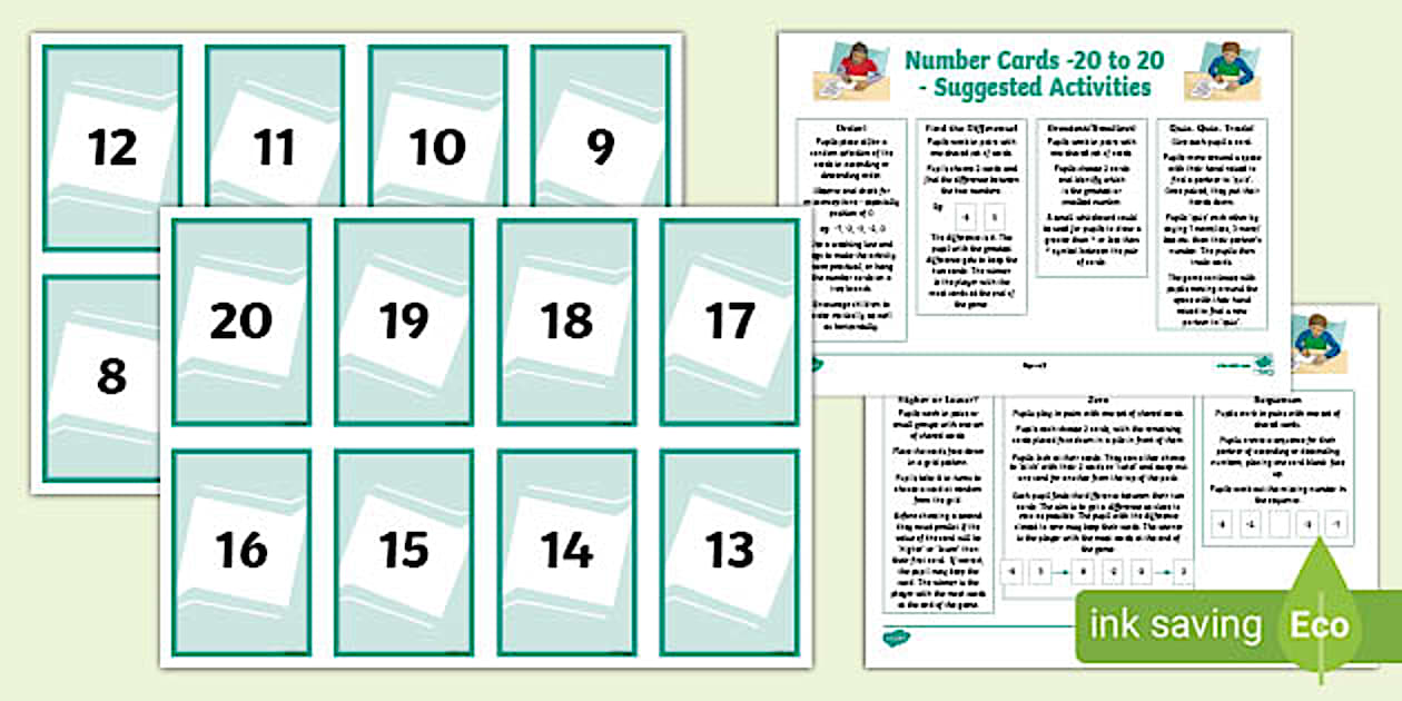 👉 Number Cards -20 to 20 and Activity Ideas - Twinkl