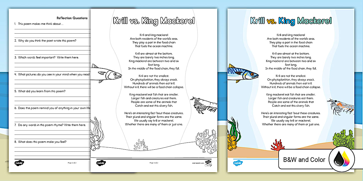 Second Grade Poetry Analysis: Krill vs. King Mackerel