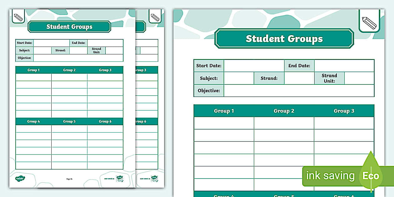 Teacher Planner: Student Groups (teacher made) - Twinkl