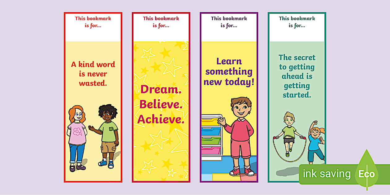 Printable Bookmarks with Motivational Quotes – Twinkl
