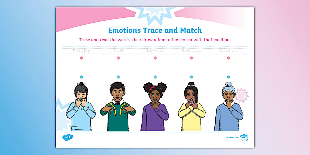 FP - SASL - Emotions - Trace and Match Worksheet (CAPS Aligned)