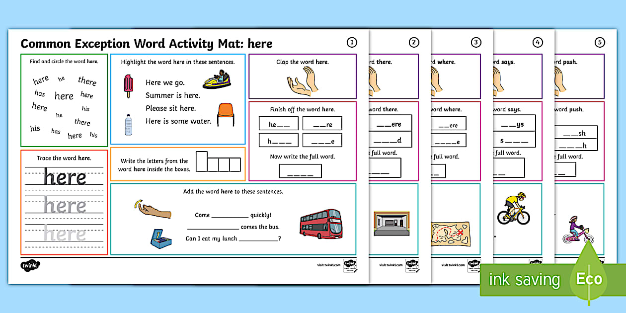 Year 1 Common Exception Word Activity Mat Pack 7 - Twinkl