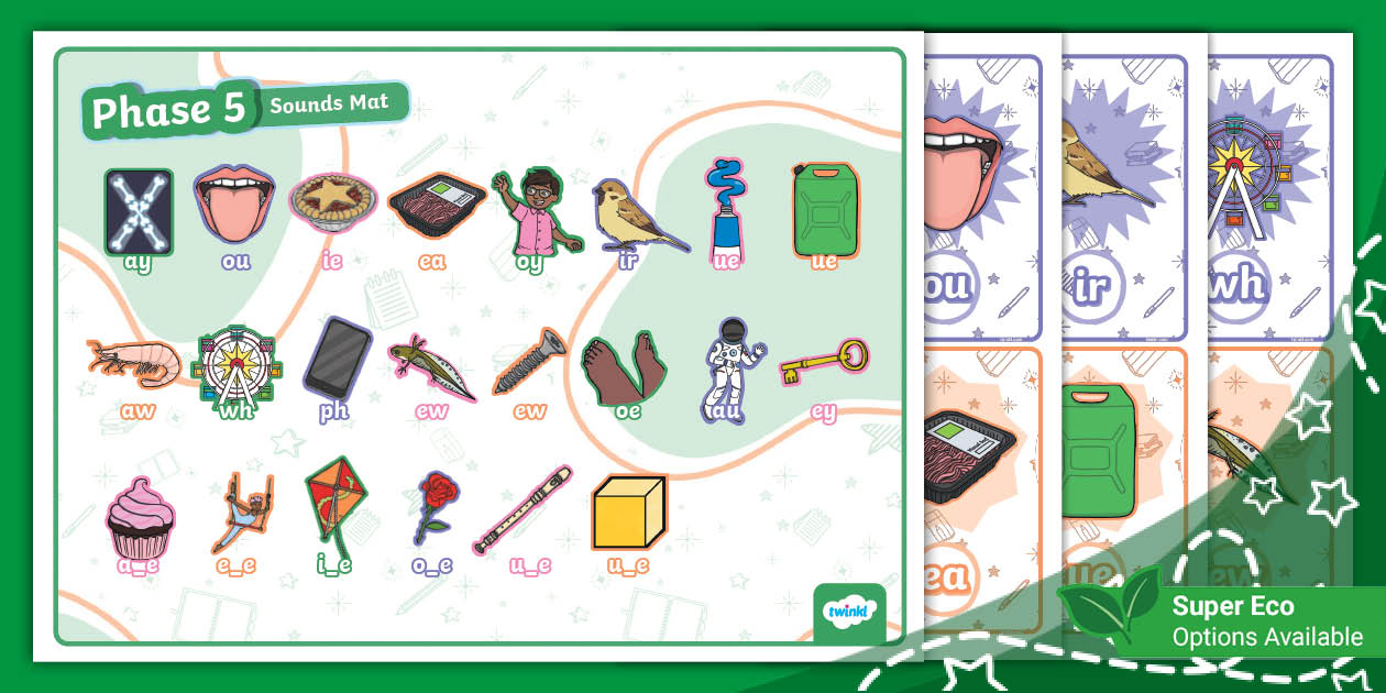 Phase 5 Phonics Mat and Flashcards - Twinkl