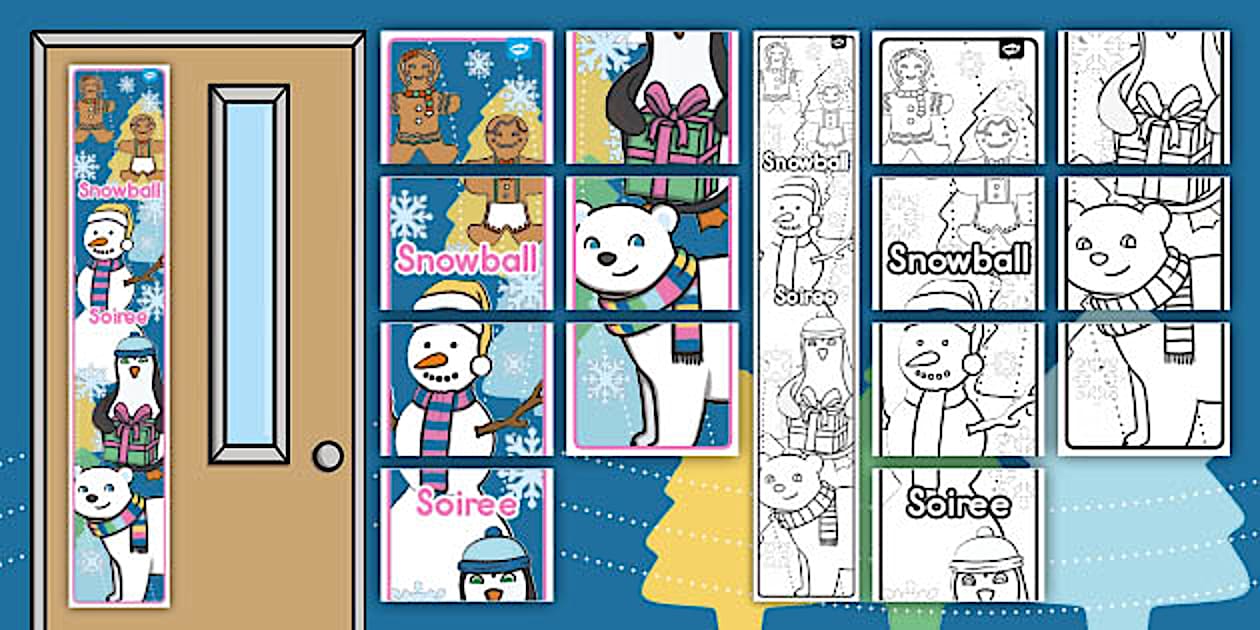 Snowball Soirée Vertical Door Banner | Printable | Twinkl