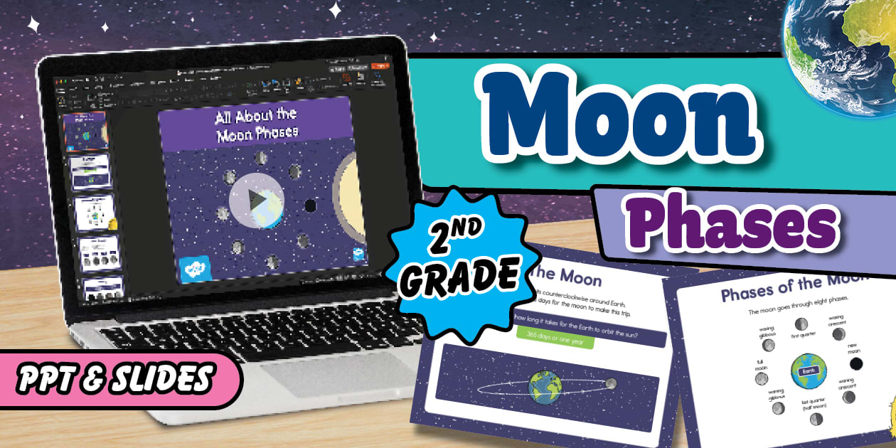 All About the Moon Phases PowerPoint & Google Slides for K-2nd Grade