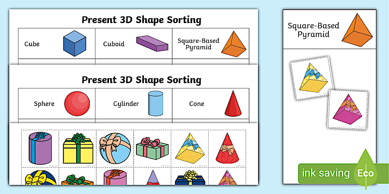 👉 KS1 Present Sorting Activity | Shape Worksheets