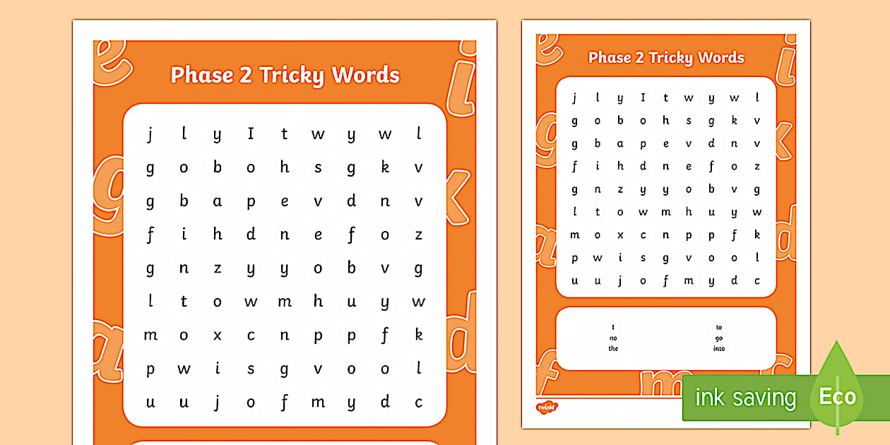 Editable Phase 2 Tricky Words Word Search (teacher made)
