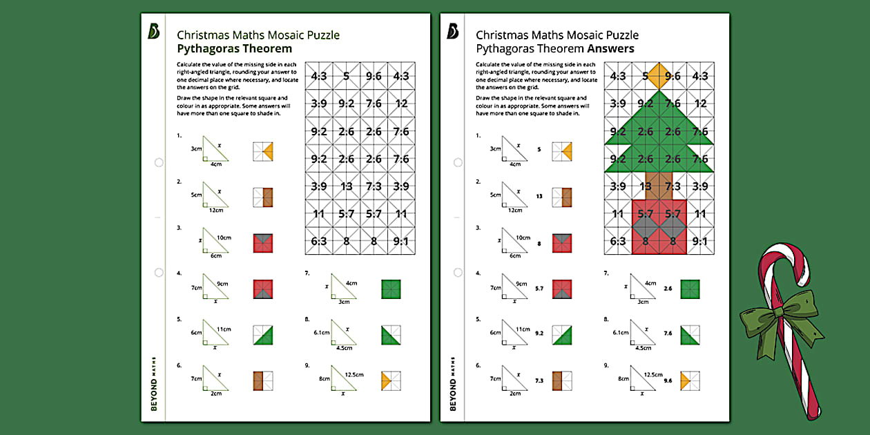 👉 Christmas Pythagoras Maths Mosaic Puzzle (Teacher-Made)