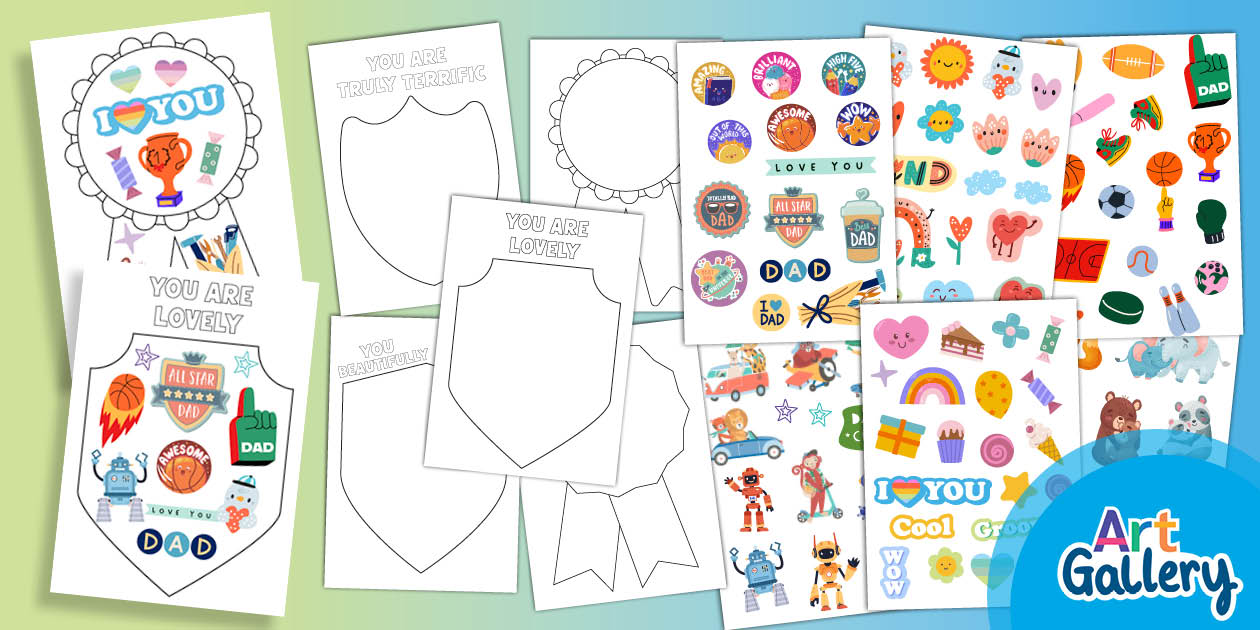 Father's Day Badge Collage Activity (Teacher-Made) - Twinkl