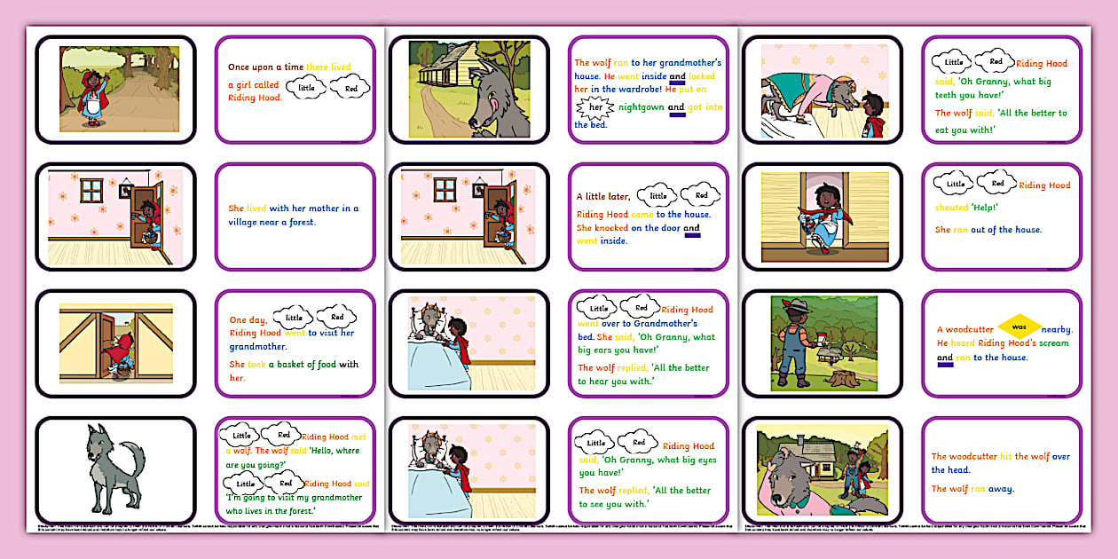 Little Red Riding Hood Colourful Semantics Cards. - Twinkl
