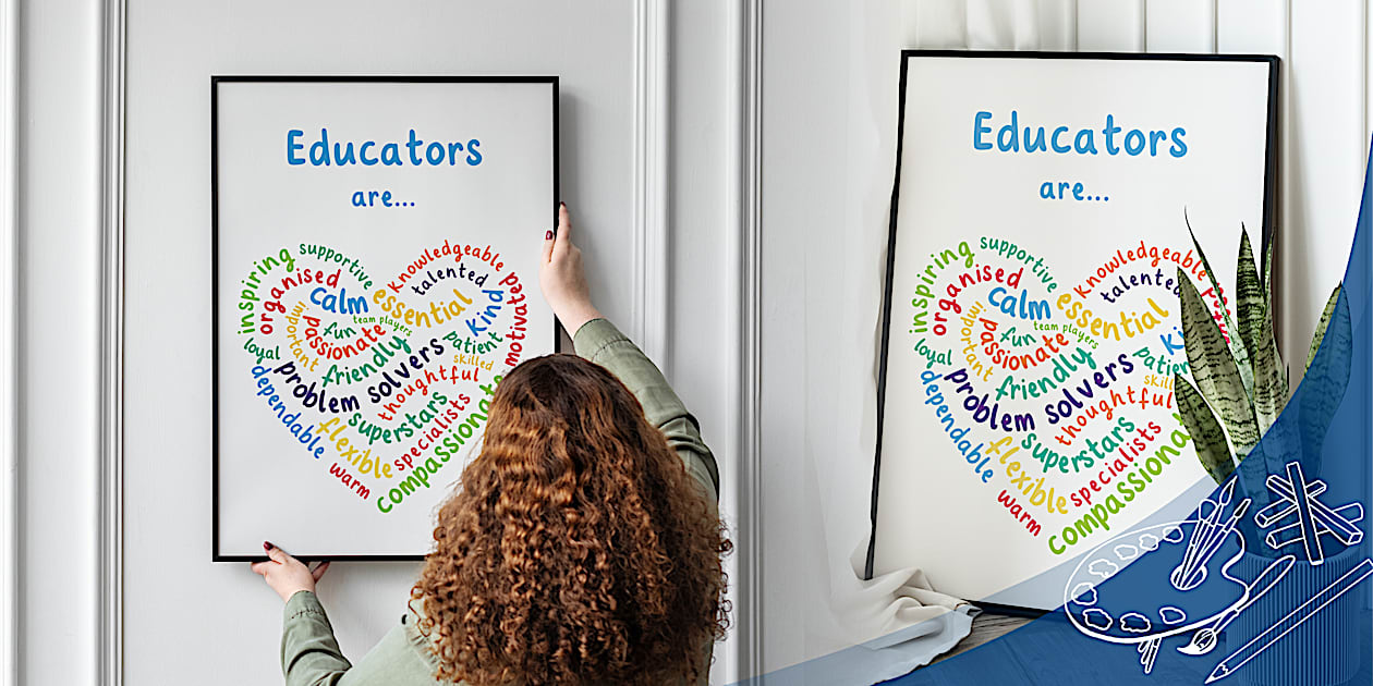 Educators Word Cloud Heart Shape Inspirational Poster