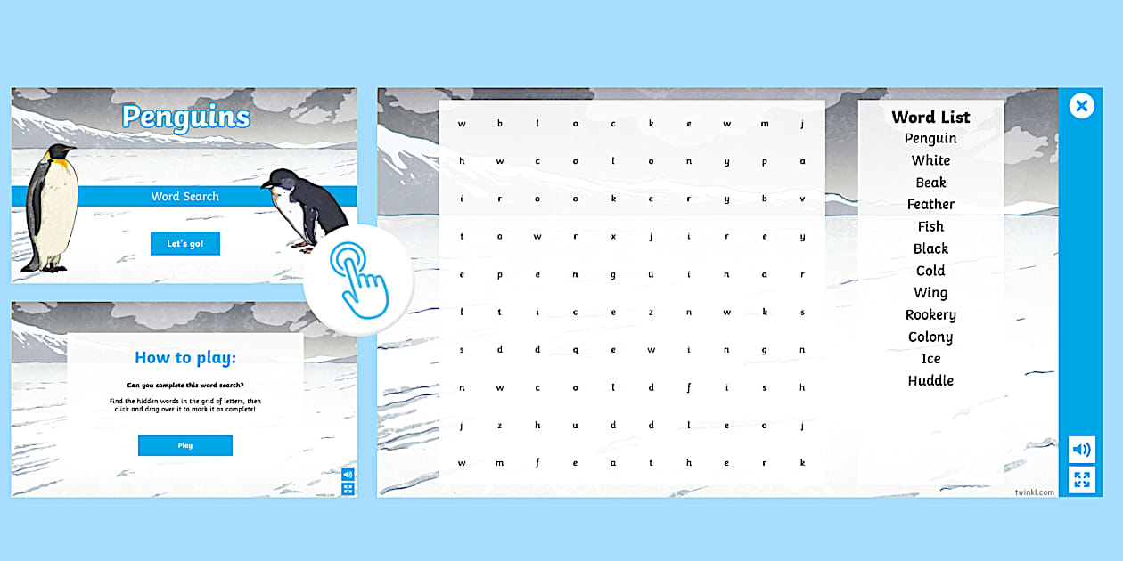 Interactive Penguins Word Search Activity | Twinkl - Twinkl