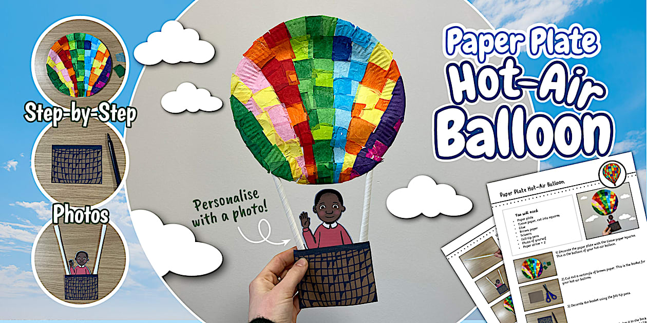 Personalised Paper Plate Hot-Air Balloon