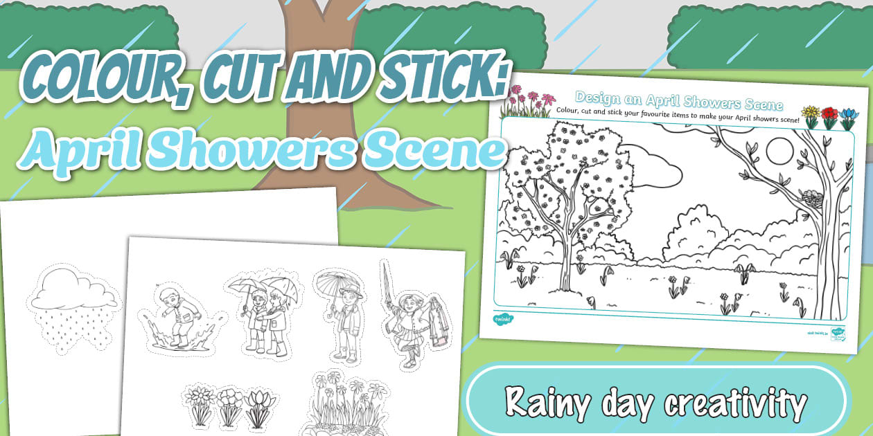 Colour, Cut and Stick: April Showers Scene
