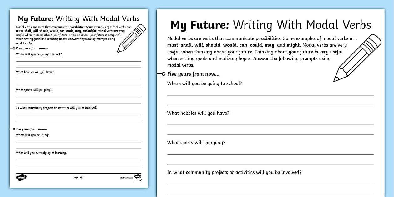 Writing With Modal Verbs Worksheet | ELA Grammar Worksheet