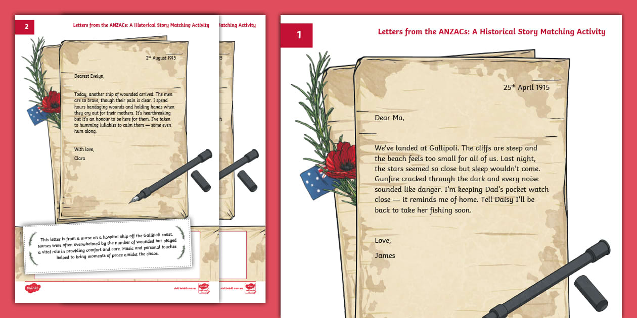 Letters from the Anzacs: A Historical Story Matching Activity