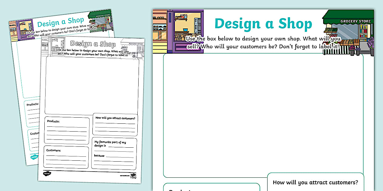 KS1 Design a Shop Worksheet (teacher made) - Twinkl
