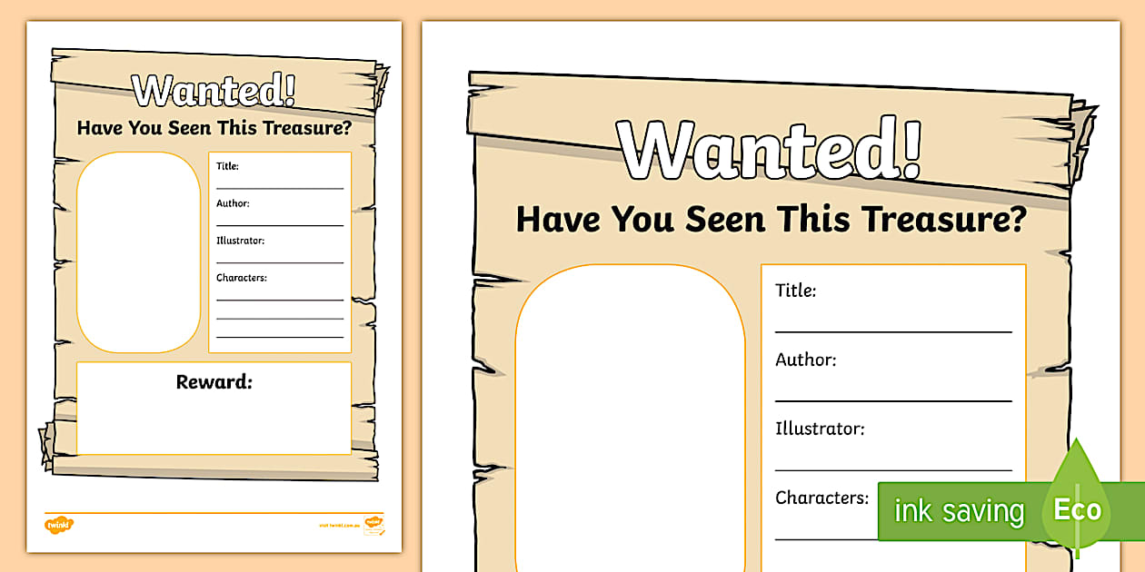 SA Find Your Treasure Wanted Poster Worksheet - Twinkl