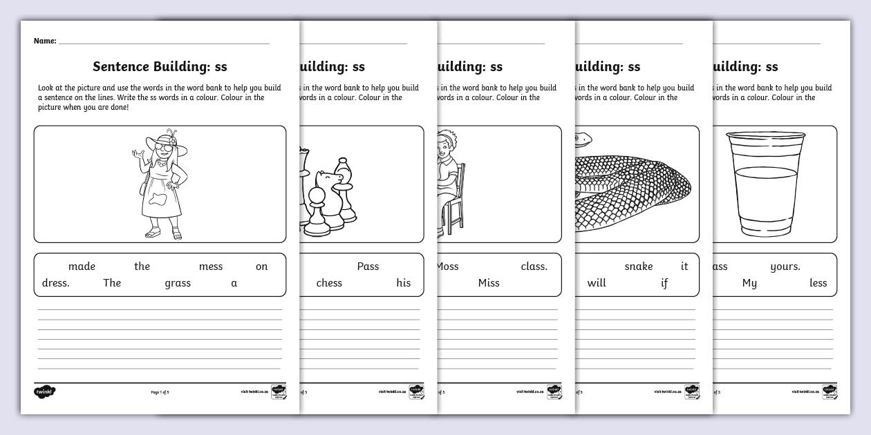 Phonics Sentence Building: -ss (teacher made) - Twinkl